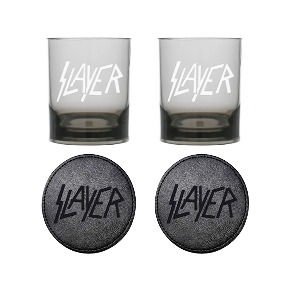 Premium Slayer Whiskey Glasses & Coaster Set